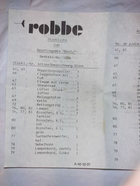 Robbe 1006 Beschlagsatz Dolly | Kaufen auf Ricardo