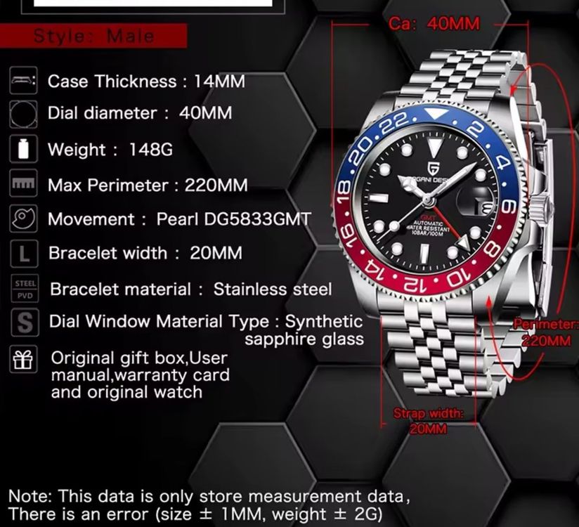 Pagani Design Automatik Uhr Pepsi Jubilee Neu V3 2025 (Neu und ...