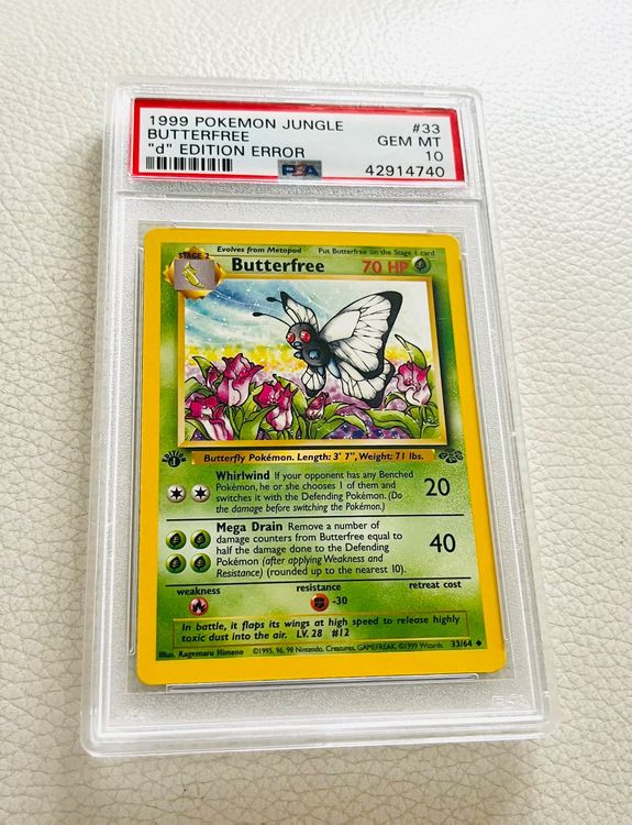 PSA 10 - ERROR “d” FIRST 1ST EDITION Butterfree Pokemon 1999 | Kaufen ...