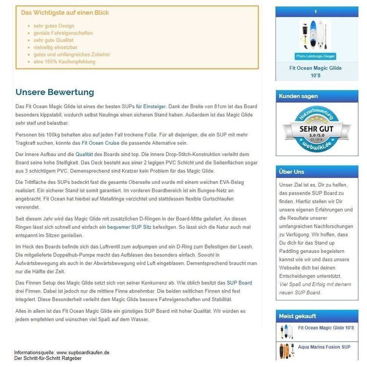 FIT OCEAN Magic Glide 10´8 komplettset Aufblasbares SUP | Kaufen auf Ricardo