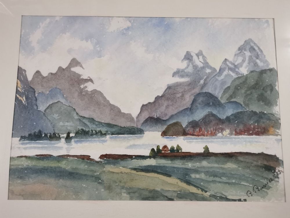 Gemälde B. Busse 83 ??? Berge und See Aquarelle | Kaufen auf Ricardo