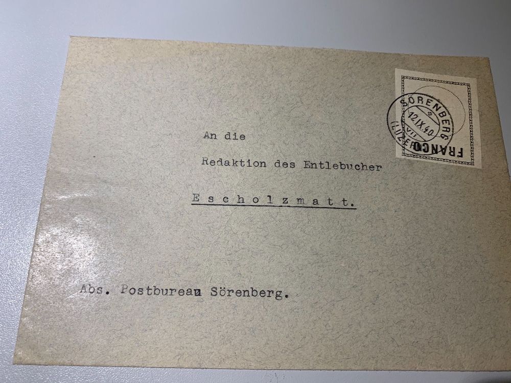 Brief 1940, Frankozettel o Sörenberg (Gebraucht) in Niederwil AG für CHF 8.7 – mit Lieferung auf ...