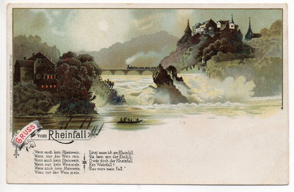 LITHO Gruss vom RHEINFALL Bahn Dampflok (Neu (gemäss Beschreibung)) in Jona für CHF 14.9 – mit ...