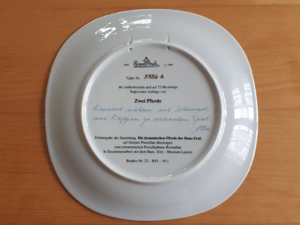 Rosenthal Porzellan, Sammelteller Hans Erni, Zwei Pferde | Kaufen auf Ricardo