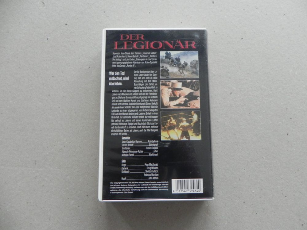 VHS Kriegsfilm der Legionär 2000 Jean- Claude van Damm (Gebraucht) in ...