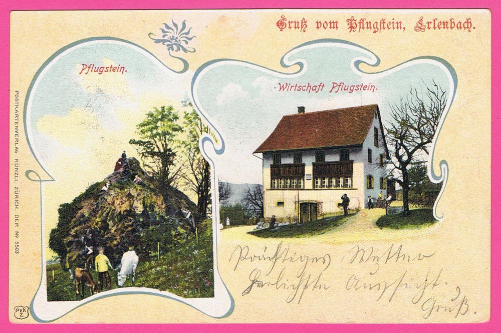 Erlenbach gel 1900 Gruss vom Pflugstein 2-Bild Karte (Gebraucht) in ...