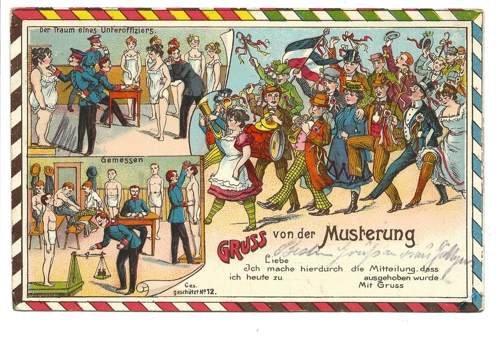 Militär - Gruss von der Musterung - Aushebung - LItho - 1910 | Kaufen ...