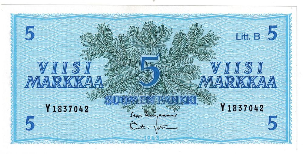 Finnland 5 suomen pankki 1963 Bankfrisch | Kaufen auf Ricardo