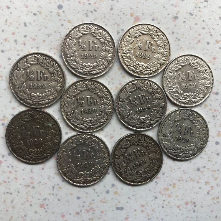 10 Stück 1929 50 Rappen Silber !! | Kaufen auf Ricardo