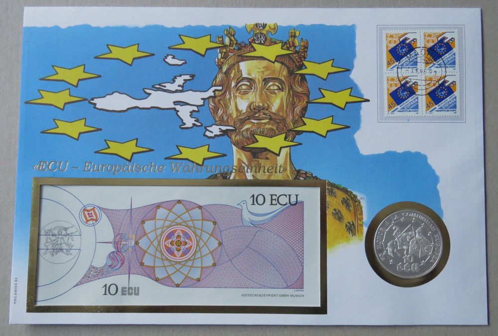 Münz und Noten-Brief 10 ECU Münze und Note 1992 | Kaufen auf Ricardo