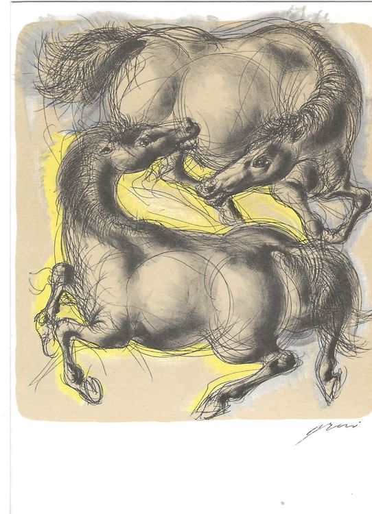 Vintage Kunstkarte Hans Erni, Pferde, 1960 | Kaufen auf Ricardo