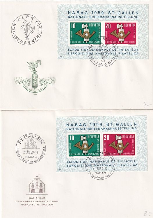 Zwei Briefe mit NABAG Block W38 1x Ersttag Bern 1x NABAG (Gebraucht) in ...