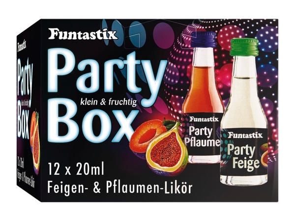 Party Box mit 12 Shots, Pflaume und Feigen Likör 20% (Neu und ...