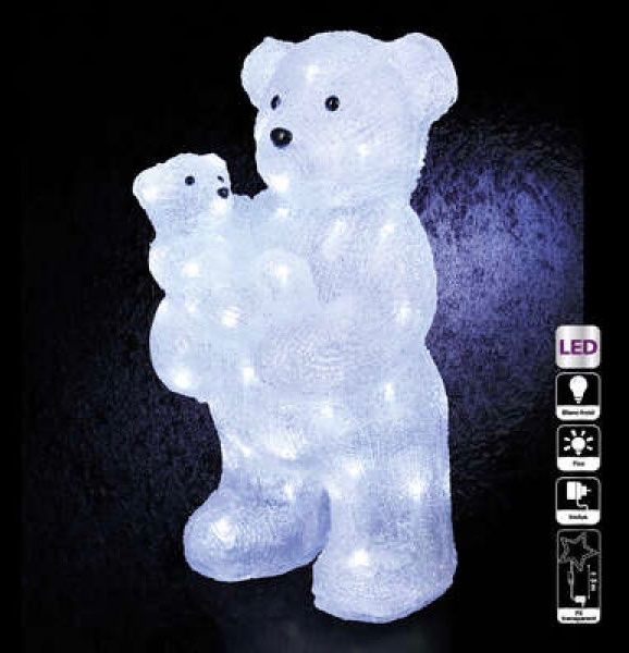 Weihnachtsbeleuchtung Bären Mama mit Baby Bär 56 weisse LEDs (Neu und ...