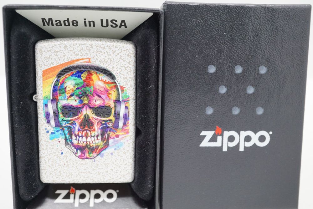 ZIPPO® DEEJAY SKULL- WHITE CRACKLE - 2021- UNGEZÜNDET (Neu (gemäss Beschreibung)) in Mels für ...