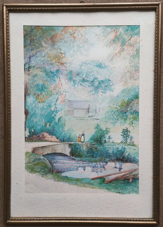 F Hoffmann Aquarelle «Japan Garte Mutter Kind» signiert 1943 | Kaufen auf Ricardo