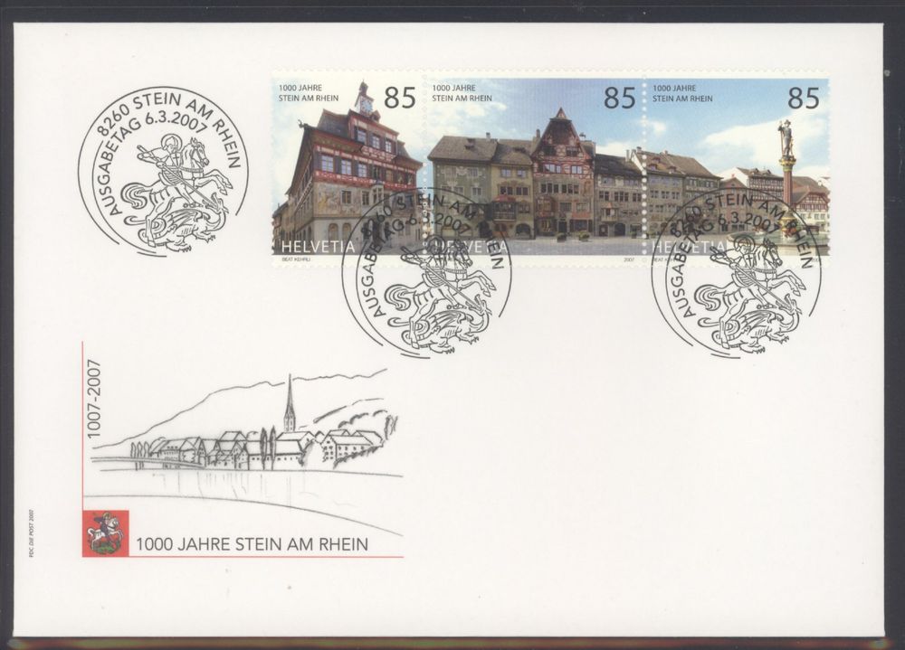 2007, FDC, Sondermarken Sehenswürdigkeiten der Schweiz (Gebraucht) in Willisau für CHF 2.8 – mit ...