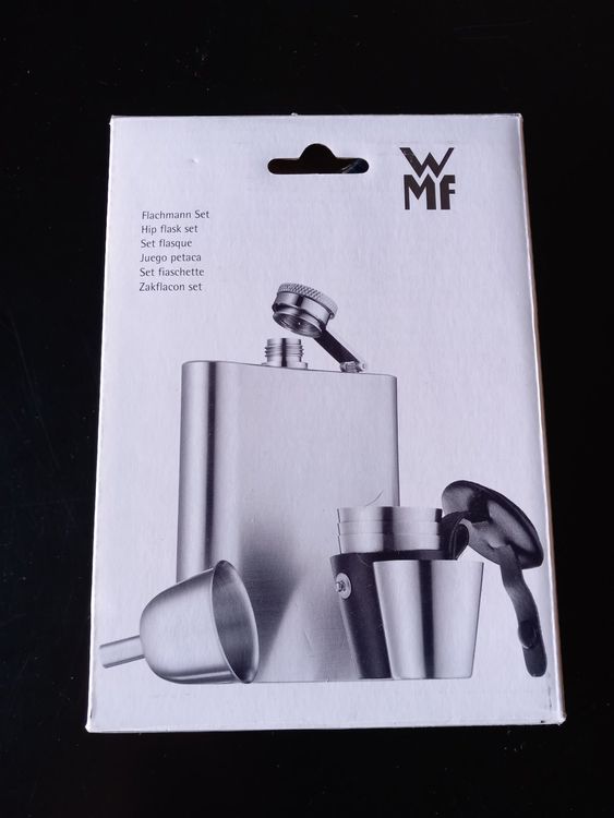 WMF Flachmann-Set mit Trichter - Stamper im Ledere (Gebraucht) in für ...