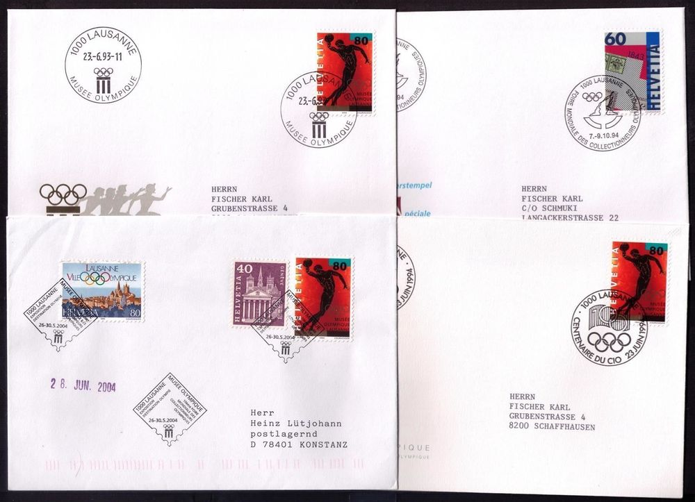 Sonder-O 1000 Lausanne_OLYMPIADE_4 Motivbriefe 1993-2004 ! (Neu (gemäss Beschreibung)) in ...