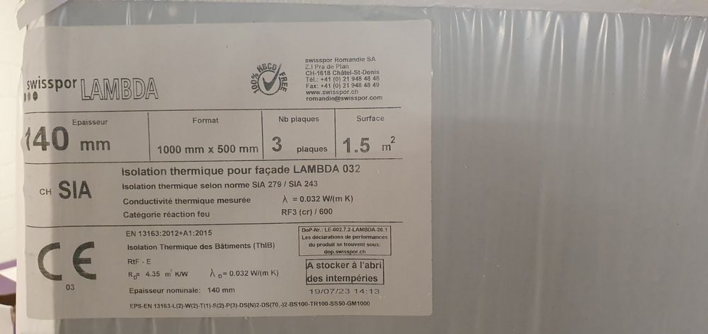 Panneaux isolant Swisspor LAMBDA 032 140 x 500 x 1000 mm (Neu und ...