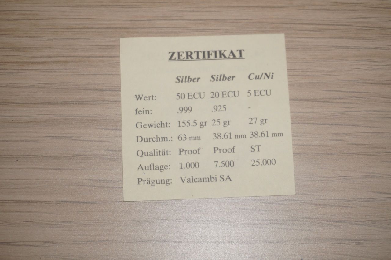 Silbermünze 50 ECU .999 Silber 155.5 Gr , / 5 Unzen (Neu (gemäss ...