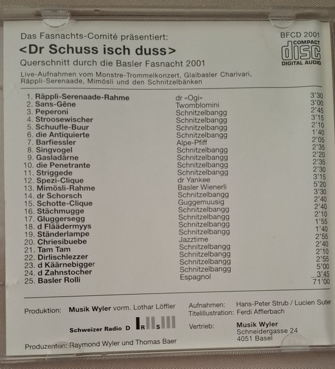 Dr Schuss isch duss - Basler Fasnacht 2001 - CD Musik! (Gebraucht) in ...