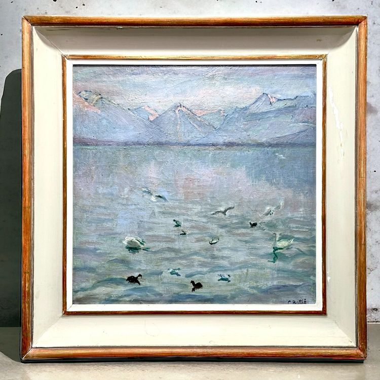 CLAIRE BATTIÉ (1881-1951) paysage Lac Léman huile sur toile | Kaufen auf Ricardo