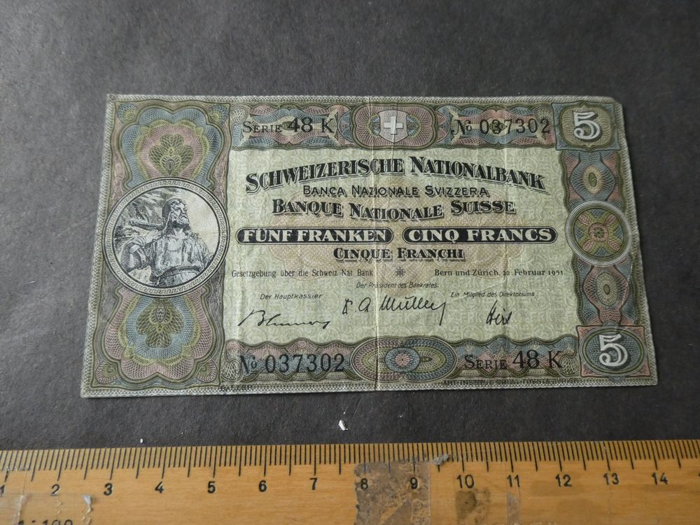 Schweiz 1951, 5 Franken (Gebraucht) in Hinterforst für CHF 7 – mit Lieferung auf Ricardo kaufen