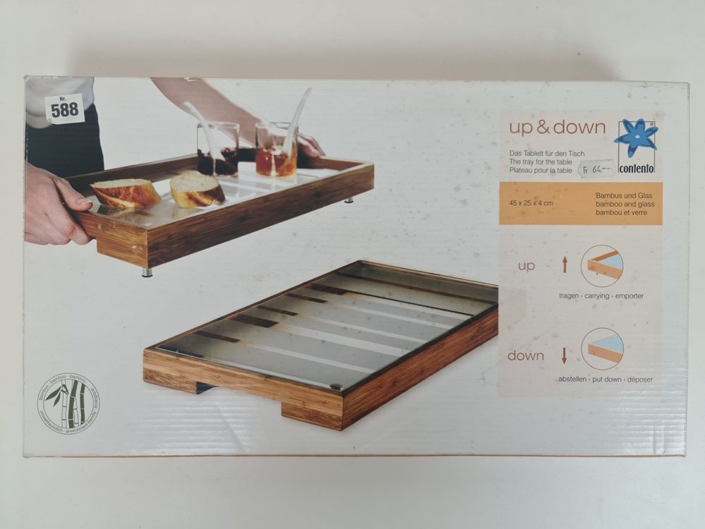 Servier-Tablet - Bambus/Glas - "NEU" in OVP - TOP! - ab 1.-! (Neu ...