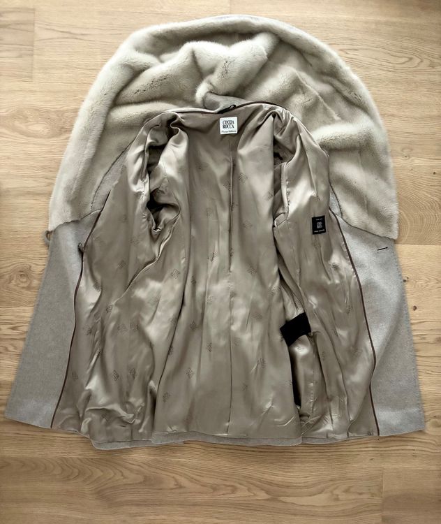 LUXUS Cinzia Rocca Mantel Feinster Wolle/Nerzkragen NP3400.- (Gebraucht ...