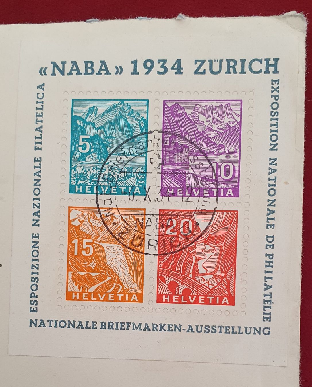 W1 NABA-Block 1934 Zürich auf Brief, Kat: 850.- (Gebraucht) in ...