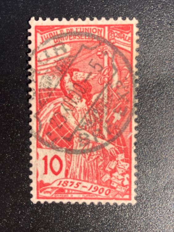 Schweiz 1900 UPU 10 Rp. Vollstempel CHUR Rasierklinge 23.XII (Gebraucht) in Liestal für CHF 4 ...