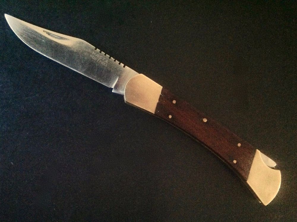 E., Angel- Messer Fisch Jagd Sackmesser mit Tasche antik | Kaufen auf ...