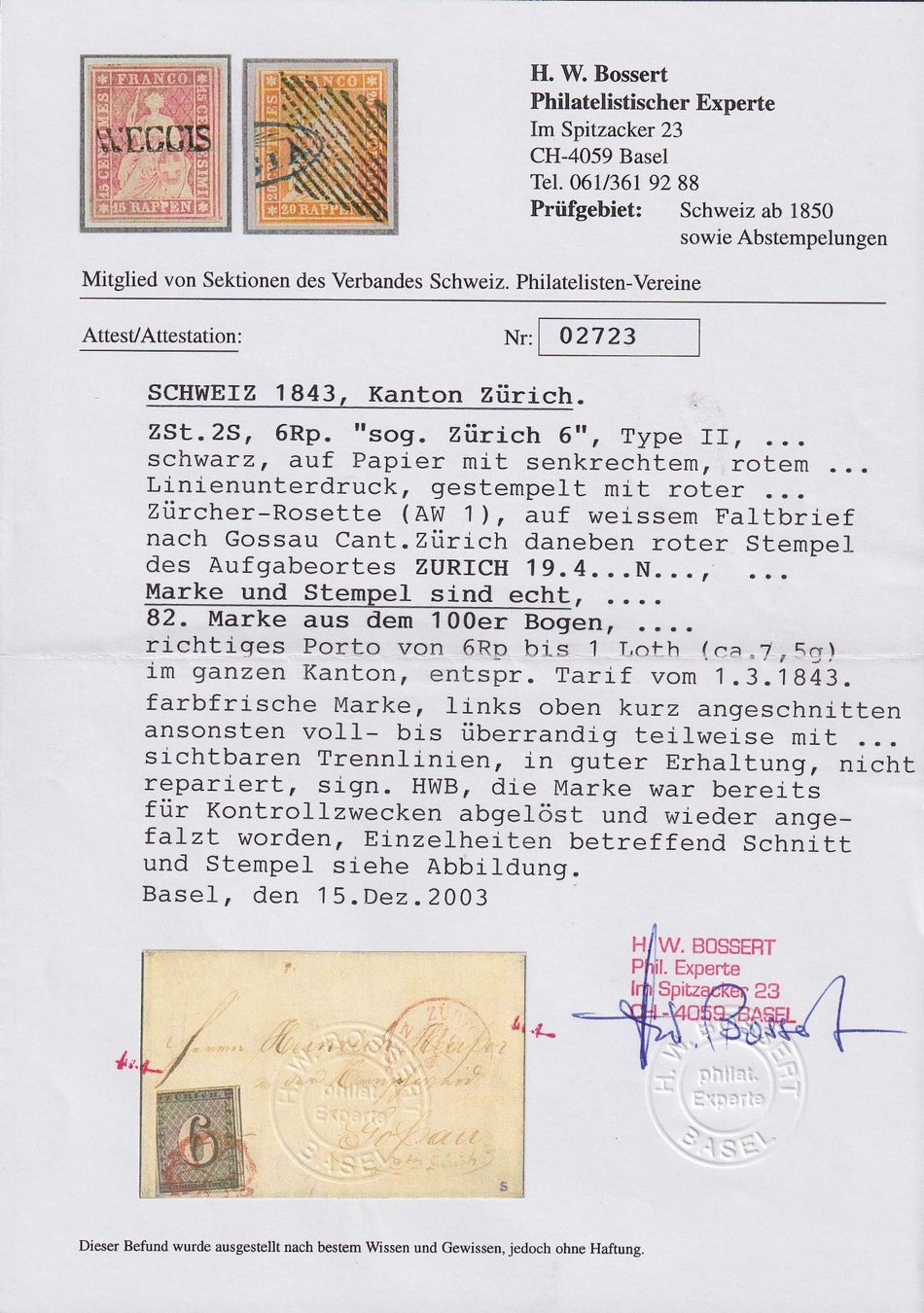 2S, ZÜRICH 6, Type V, 65.Marke, auf Brief von WINTERTHUR (Gebraucht) in ...