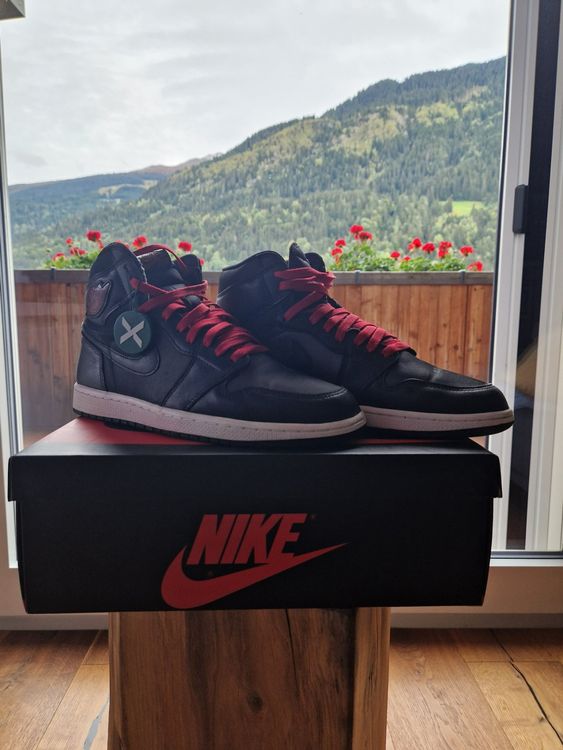 Jordan 1 Retro hoch schwarz Satin Gym rot Gr. 45 (Neu (gemäss ...