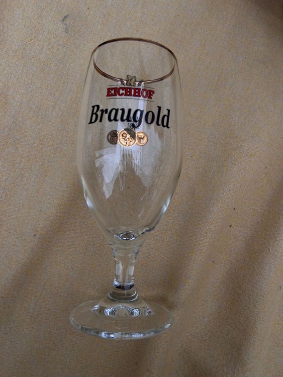 4 Eichhof Braugold Biergläser neu Goldrand (Neu (gemäss Beschreibung ...