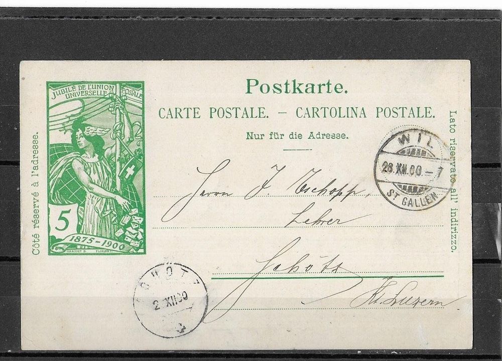 UPU-Postkarte Erinnerungsfeier 1900 (Gebraucht) in Schocherswil für CHF 26 – mit Lieferung auf ...