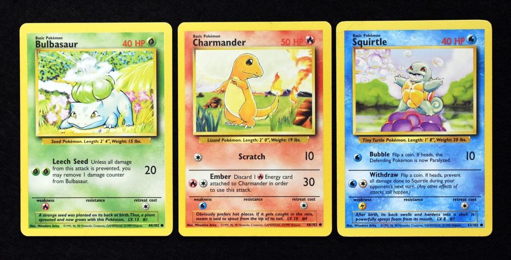 Starter Trio Bundle - Base Set Bulbasaur Charmander Squirtle (Gebraucht ...