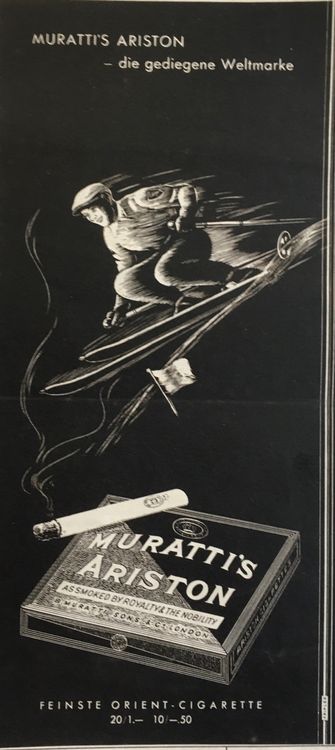 Vintage Reklame, Muratti Ariston Cigarette, Skisport, 1942 (Gebraucht ...