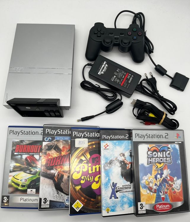 Playstation 2 slim Silber + Sonic Burnout 5 Spiele PS2 Sony | Kaufen ...
