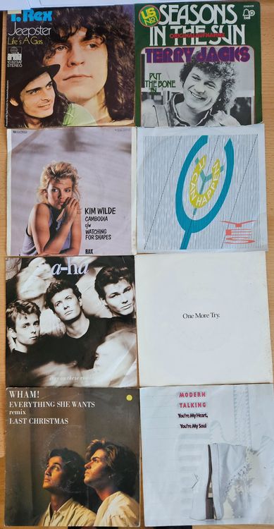8 Top Hit Singels. T.Rex, Kim Wilde, Yes, AHA, Wham, .... (Gebraucht ...