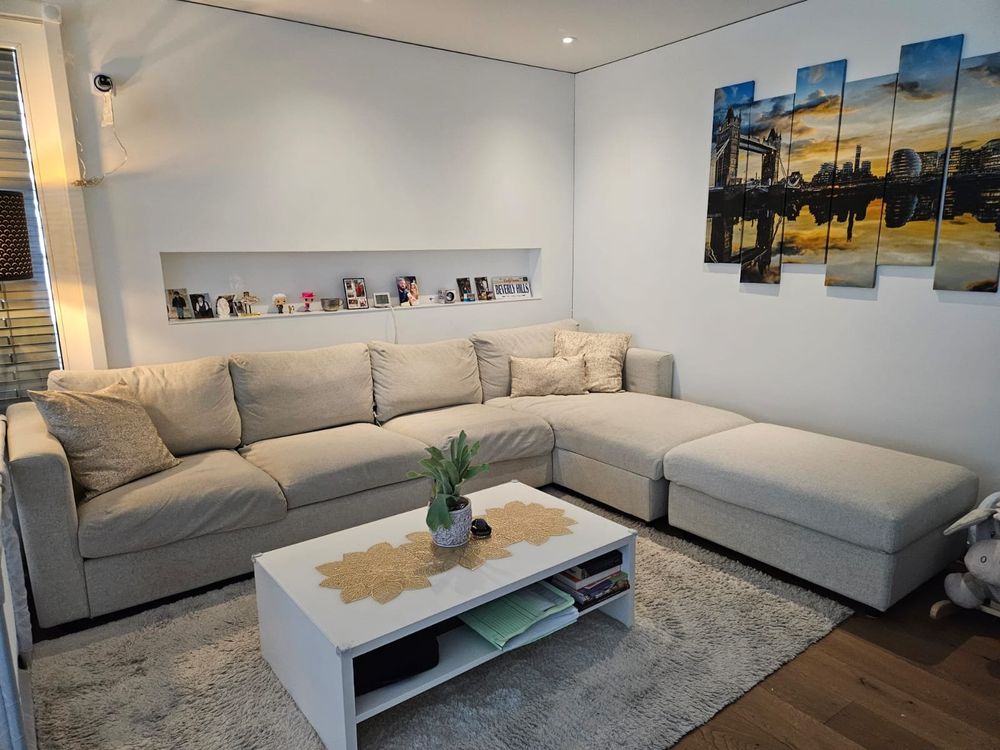 Sofa VIMLE 3er-Sofa, mit Récamiere/Gunnared beige + Hocker (Gebraucht ...