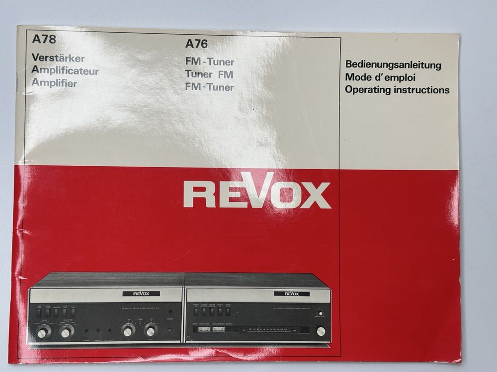REVOX A78 A76 Bedienungsanleitung | Kaufen auf Ricardo