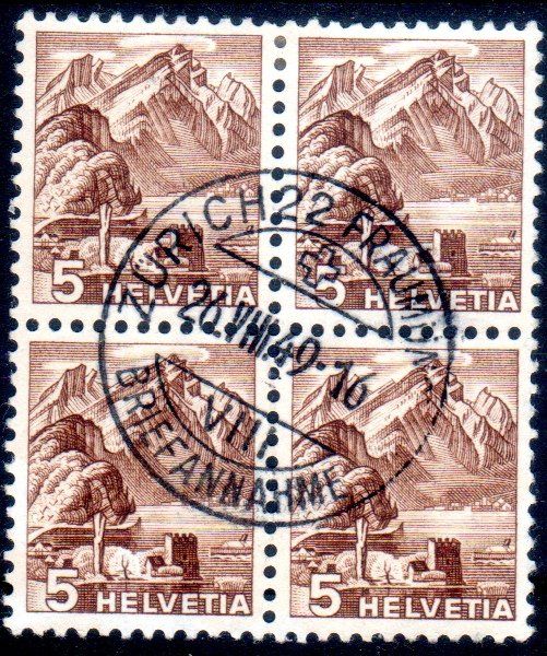 HELVETIA 1948 PILATUS 4ERBLOCK SAUBER GESTEMPELT - i230 | Kaufen auf Ricardo