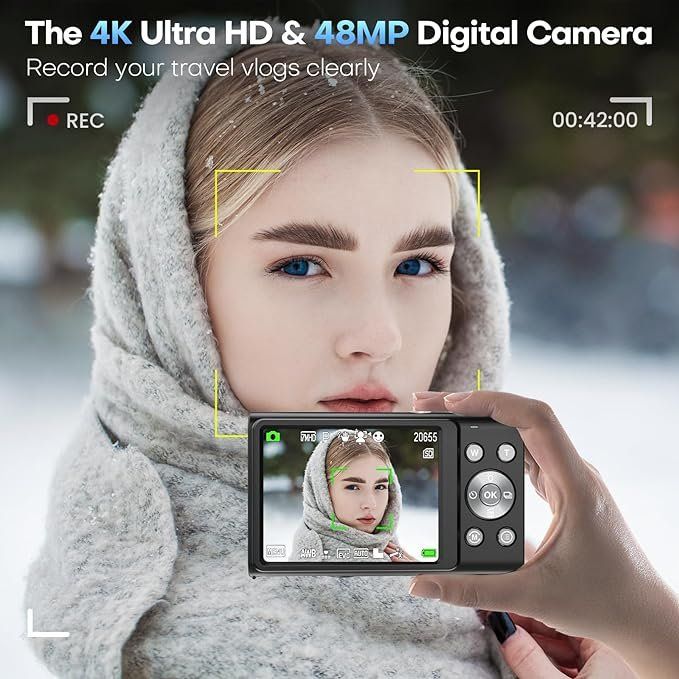 Digitalkamera 4K Autofokus Fotoapparat Fotokamera mit 32G SD (Neu und ...