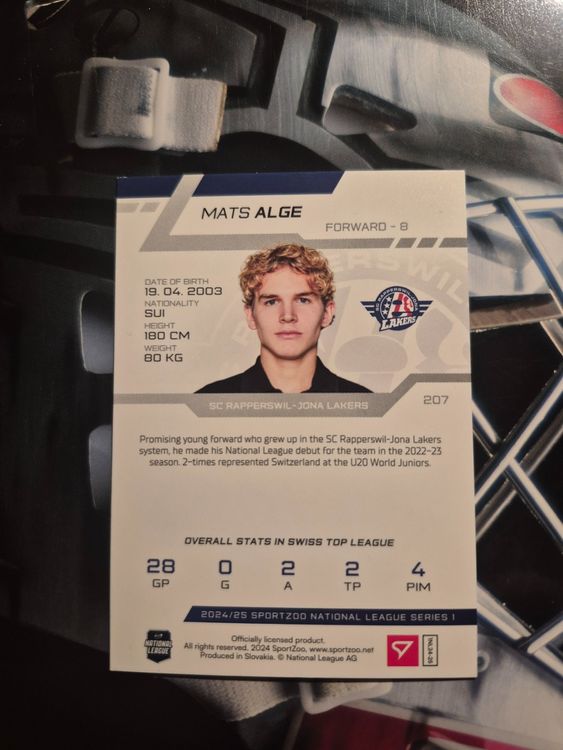 Mats Alge Rapperswil Jona Lakers Sportzoo 2024/25 (Gebraucht) in ...
