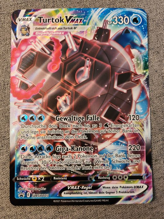 XXL Turtok VMAX Gigadynamax Rainbow Rare Pokemon Karte DE (Neu (gemäss ...