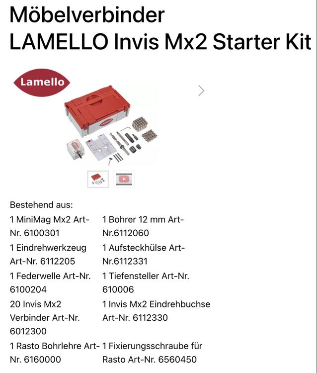 LAMELLO Möbelverbinder Invis (Gebraucht) in Schwarzsee für CHF 200 ...