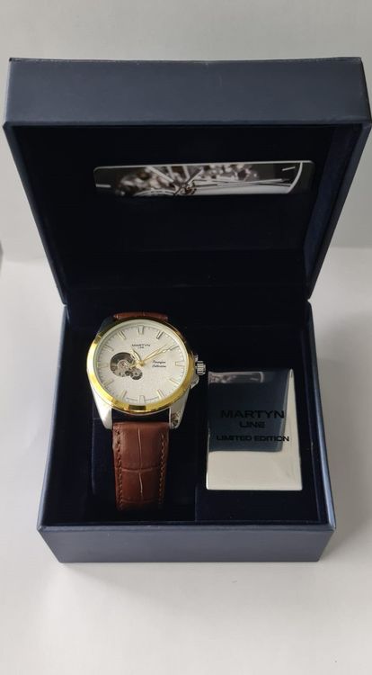 Martyn Line Herrenuhr: Eleganz in Gold & Braun | Kaufen auf Ricardo
