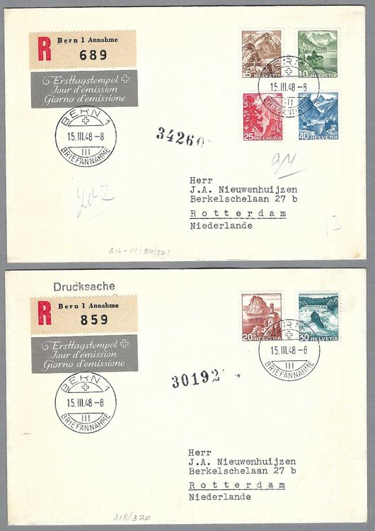 1948, FDC LANDSCHAFTEN (Z/285-290). ET-0 BERN 15.III, 750.- | Kaufen auf Ricardo